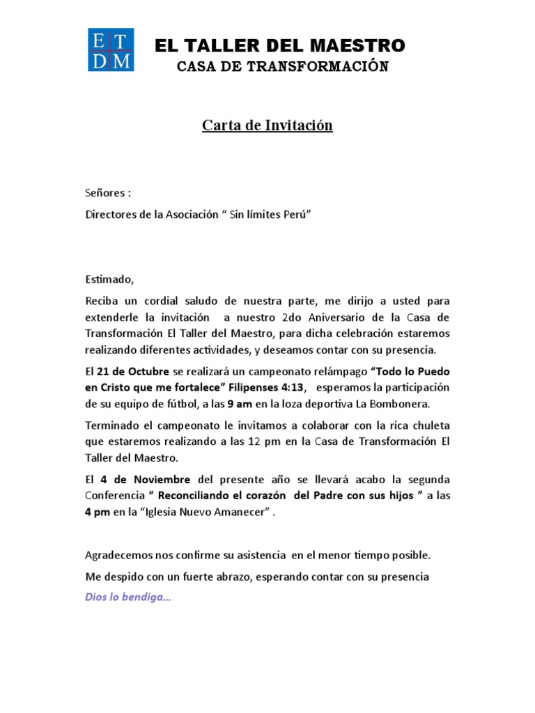 Carta de Invitacion | PDF