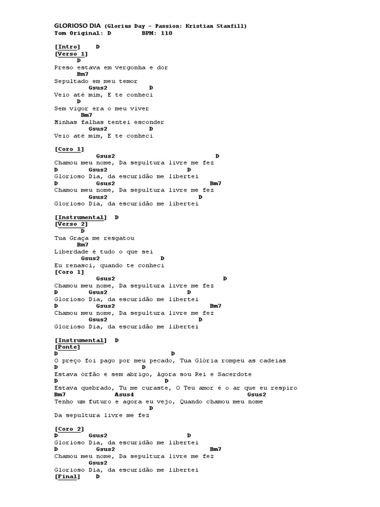 Glorioso Dia: Letra e Cifras | PDF