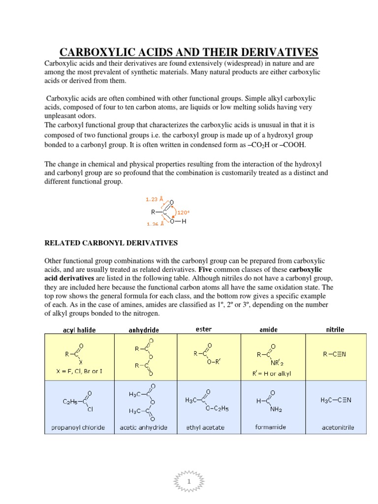 Carboxylic Acids and Their Derivatives | PDF | Functional Group ...