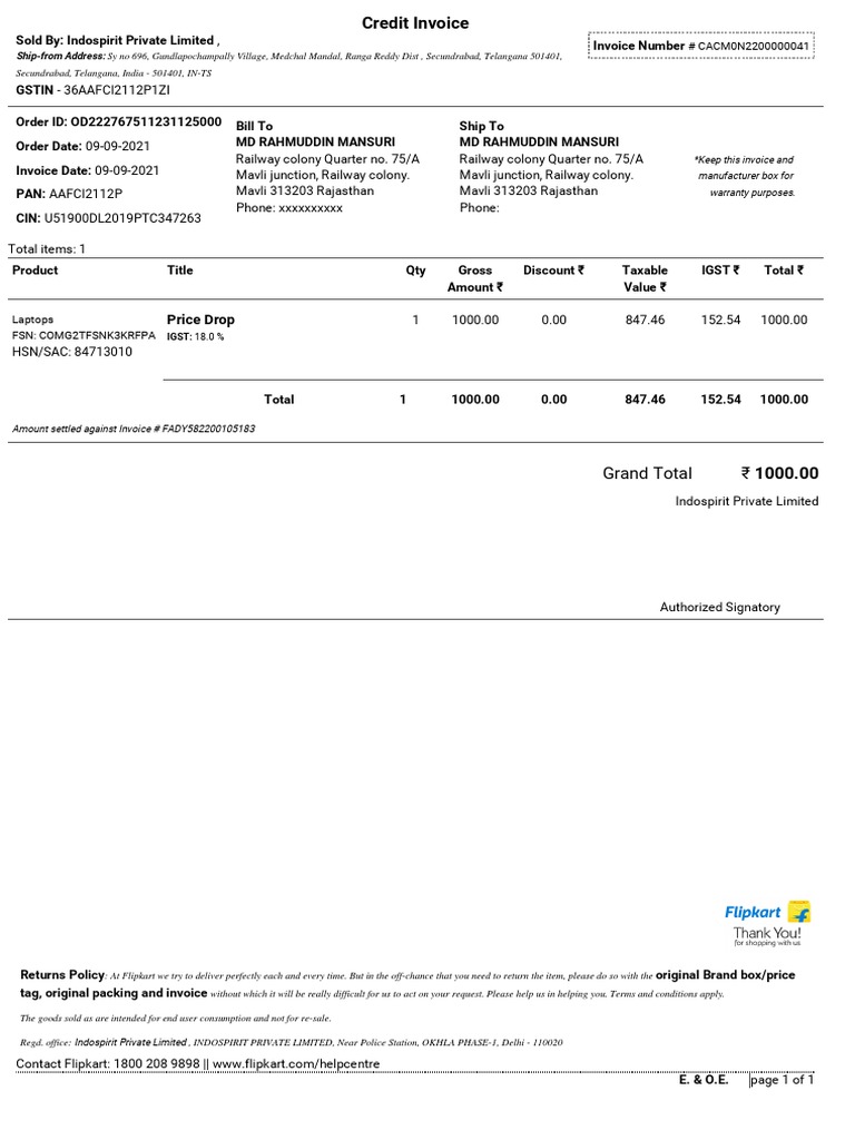 Laptop Invoice | PDF | Economies
