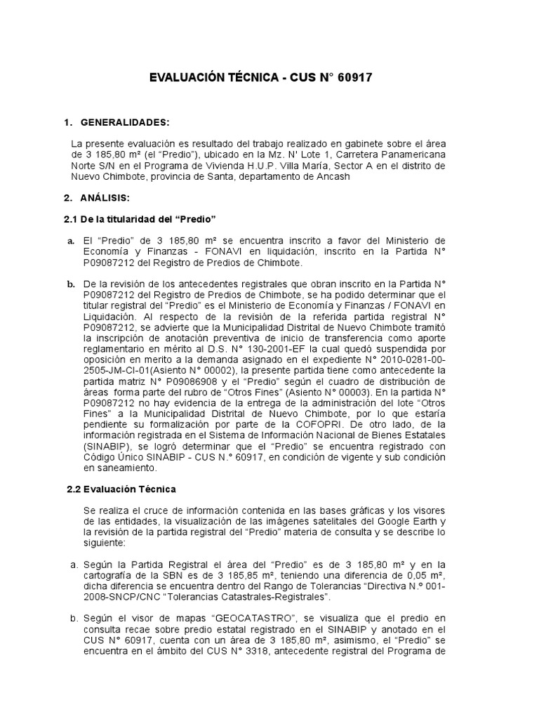 Evaluación Técnica Cus #60917 | PDF | Finanzas y administración del dinero
