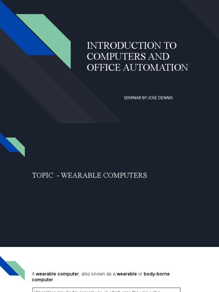 Introduction To Computers and Office Automation | PDF | Wearable Technology | Design