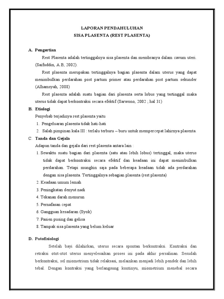 Penanganan Sisa Plasenta Pasca Persalinan | PDF