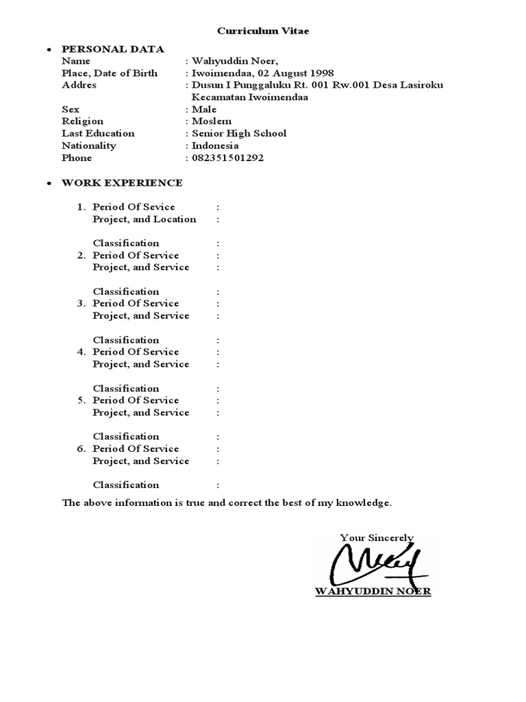 CV Wahyu (Dengan TTD) | PDF