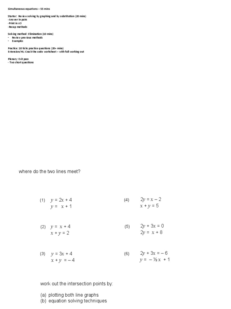 Elimination Method for Simultaneous Equations | PDF | Teaching Methods ...