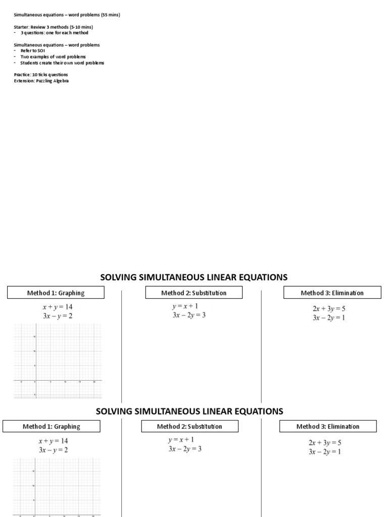 Simultaneous Equations - Word Problems | PDF