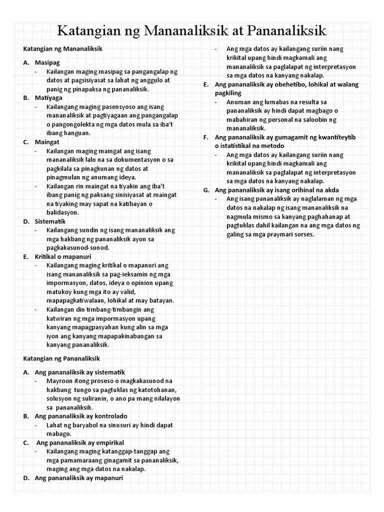 Katangian NG Mananaliksik at Pananaliksik | PDF