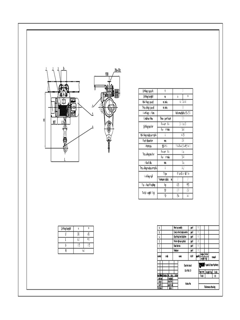 2 Ton Electric Hoist Drawing | PDF