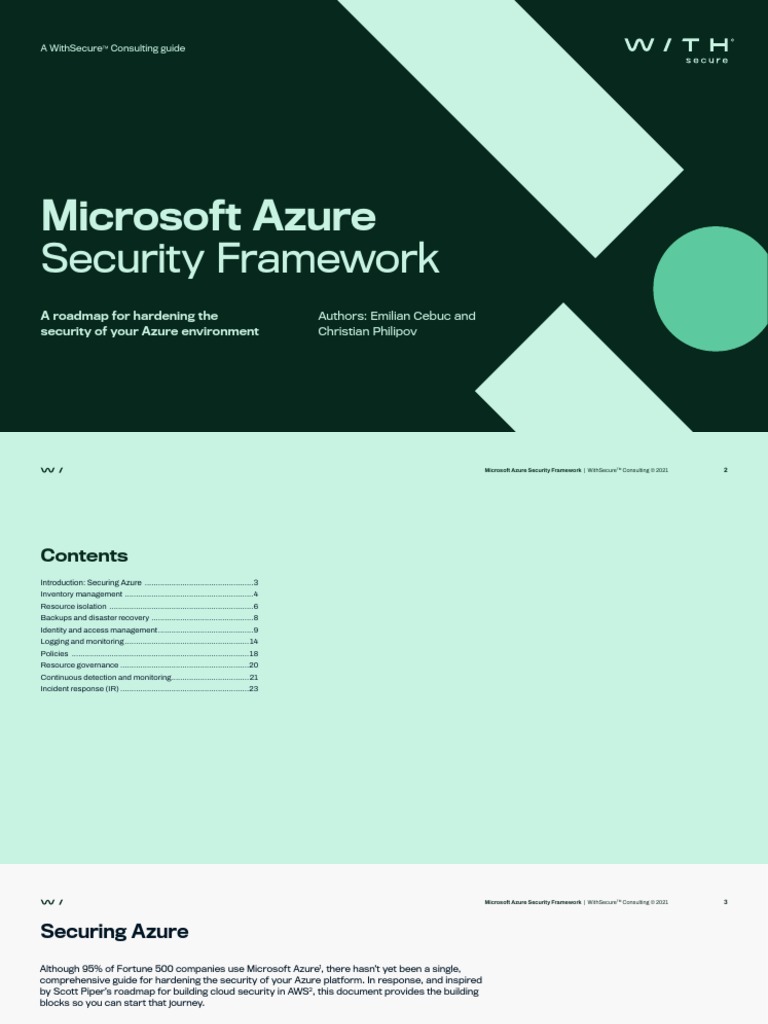Withsecure Microsoft Azure Security Framework Whitepaper en | PDF ...