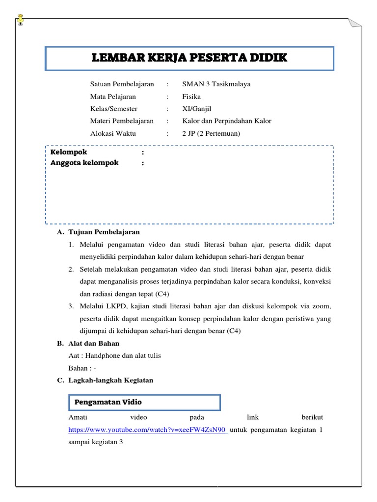 Lkpd Suhu Dan Kalor Pdf
