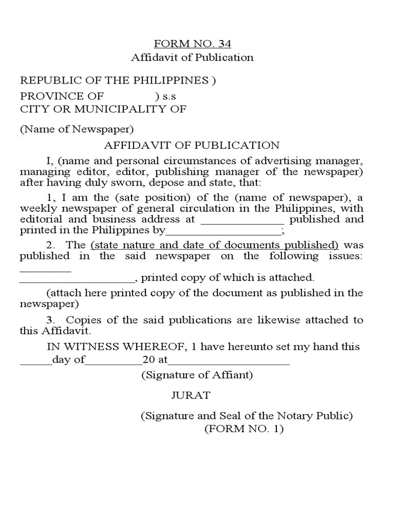 Affidavit of Publication | PDF | Politics