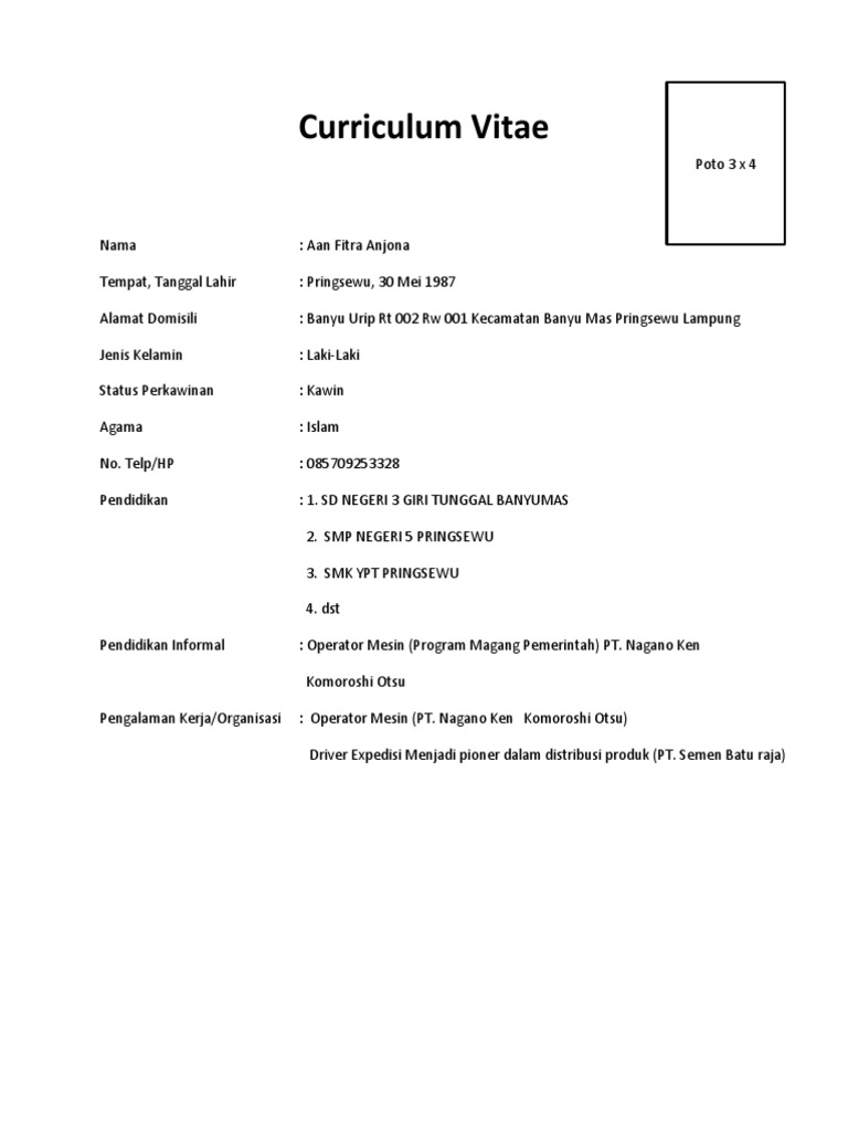 Curriculum Vitae Relawan Covid19 | PDF