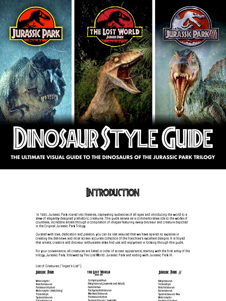 Jurassic Park Trilogy Dinosaur Guide | PDF | Tyrannosaurus | Taxa