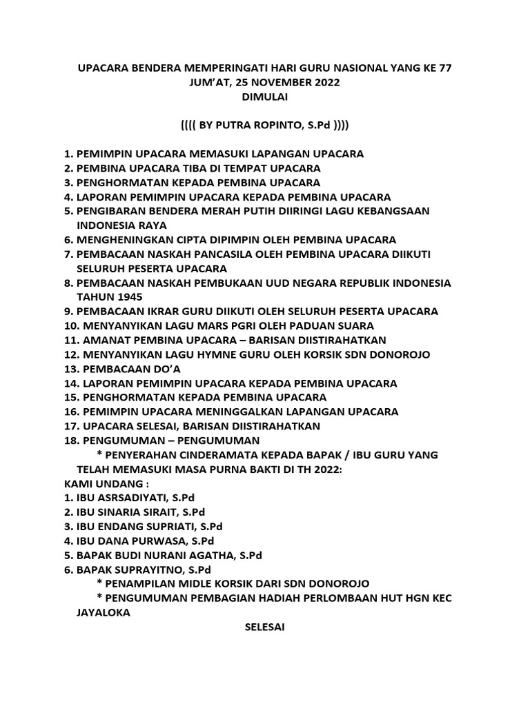 MC Upacara HGN | PDF