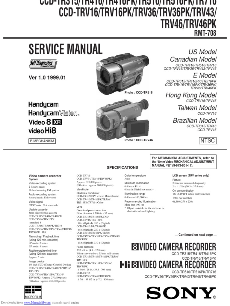 CCD Trv16 Hi8 Handycam Camcorder | PDF | Camera | Video