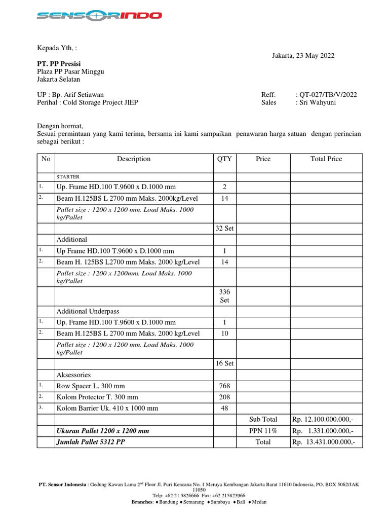 QT-027 - Racking System - PT. JIEP 1 | PDF