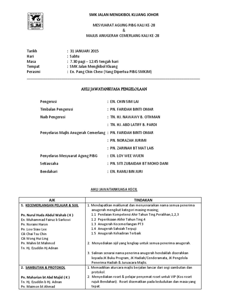 Dokumen - Tips - Ajk Hari Anugerah Cemerlang 5651fde14d460 | PDF