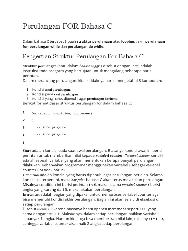 Materi Perulangan FOR | PDF