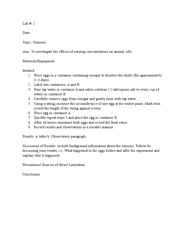 GR 10 Osmosis Lab Sheet-2 | PDF