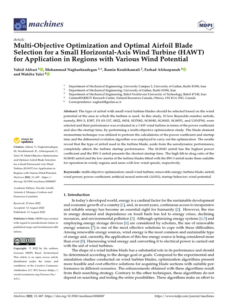 2022 Multi Objective Optimization And Optimal Airfoil Blade Selection