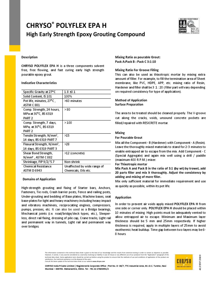 Chryso Polyflex Epa H (Rv-Ac) | PDF | Epoxy | Concrete
