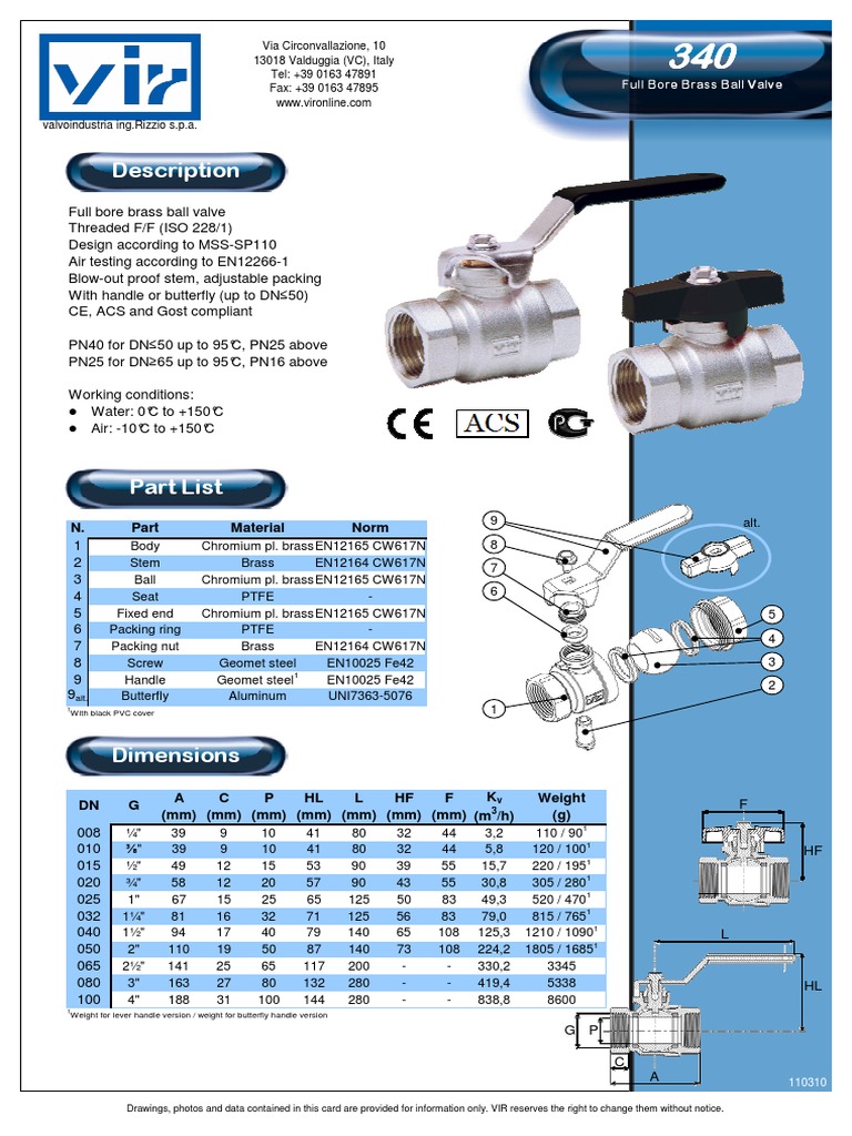 Ball valve_VIR | PDF | Valve | Hydraulics