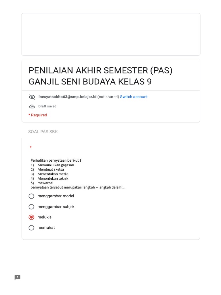 Penilaian Akhir Semester (Pas) Ganjil Seni Budaya Kelas 9 | PDF