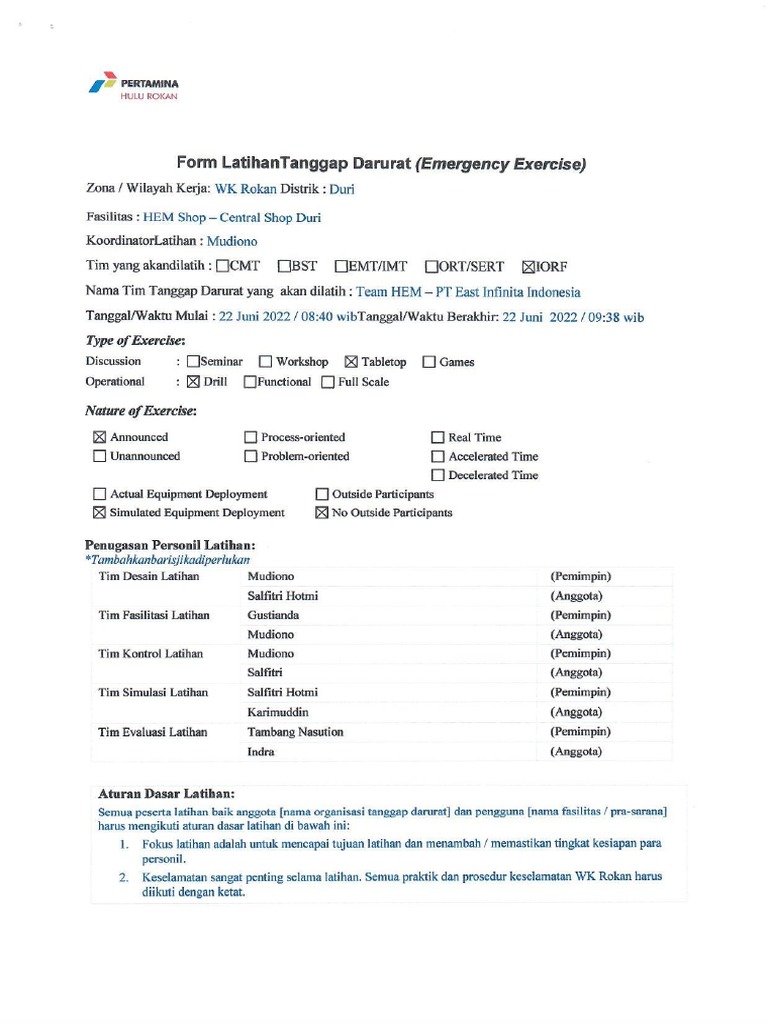 Emergency Exercise | PDF