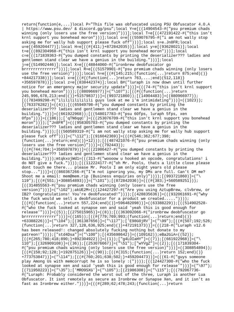 Luraph Lua Obfuscator Insights | PDF
