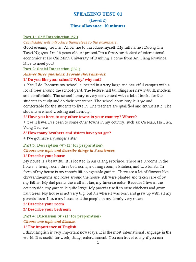 Speaking-A2-T357CN-Tuyet Nguyen | PDF | Cognition