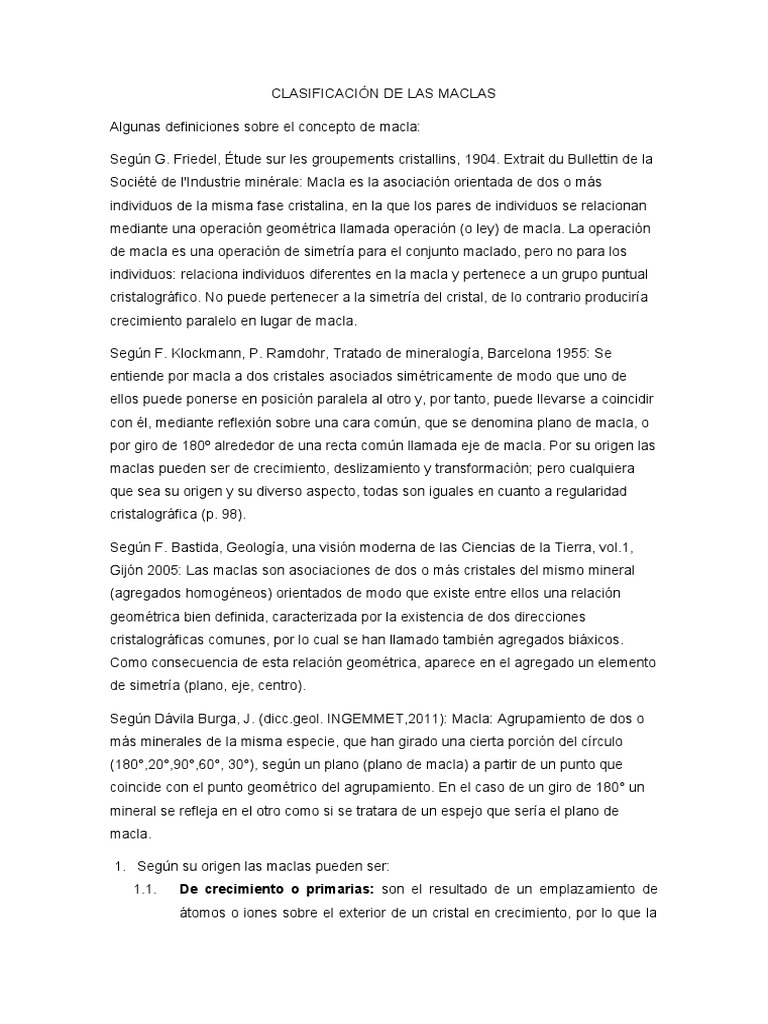 Clasificación de Maclas Minerales | PDF | Cristal | Minerales