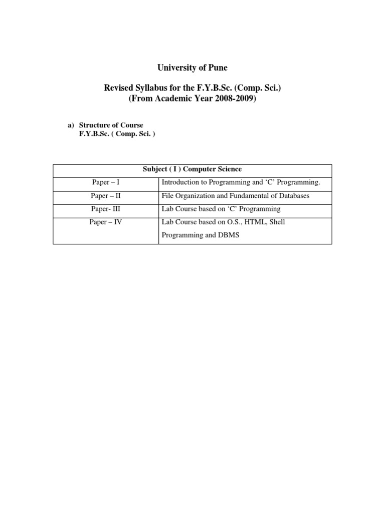 F.Y.B.sc Comp. Sci. Syllabus | PDF | C (Programming Language) | Pointer ...