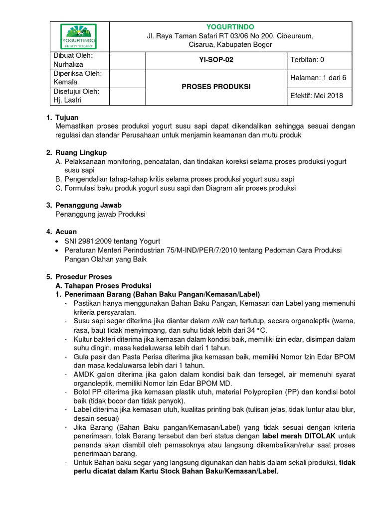 SOP-02-Proses Produksi | PDF