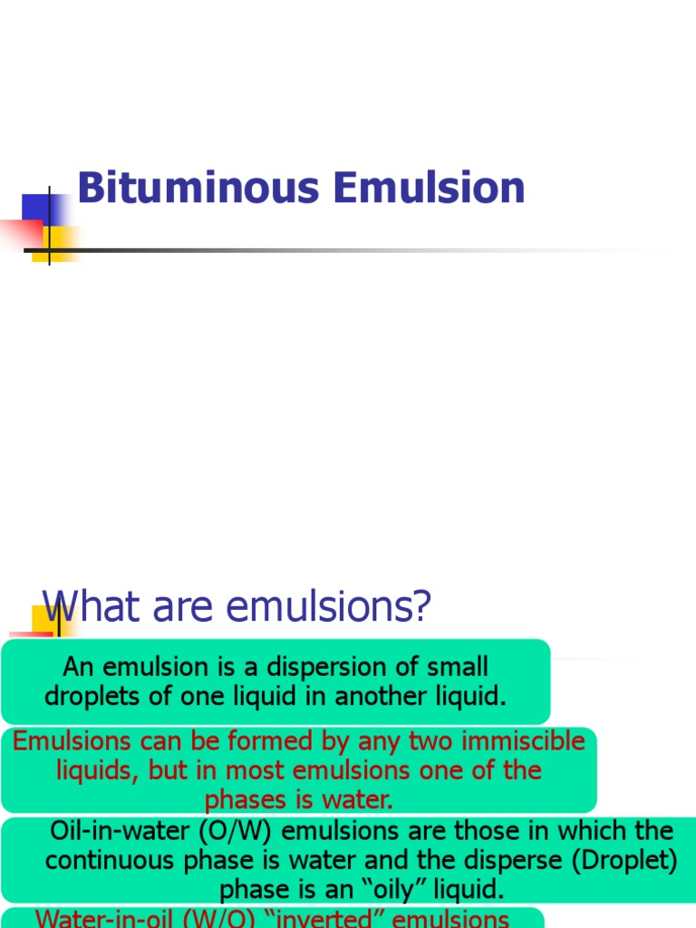Bitumen Emulsion | PDF | Emulsion | Asphalt