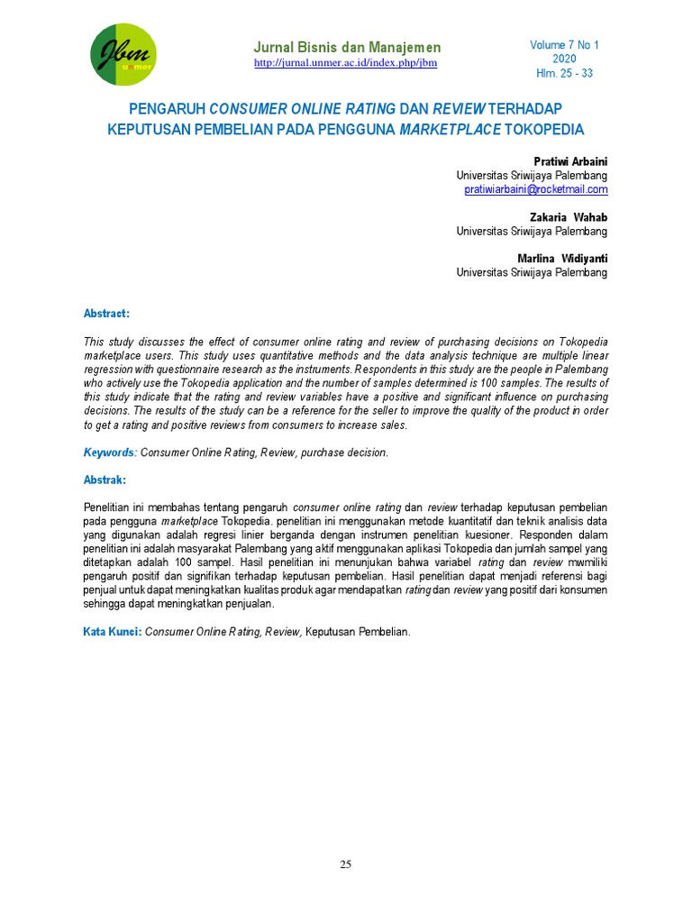 Pengaruh Consumer Online Rating Dan Review Terhadap Keputusan Pembelian Pada Pengguna ...