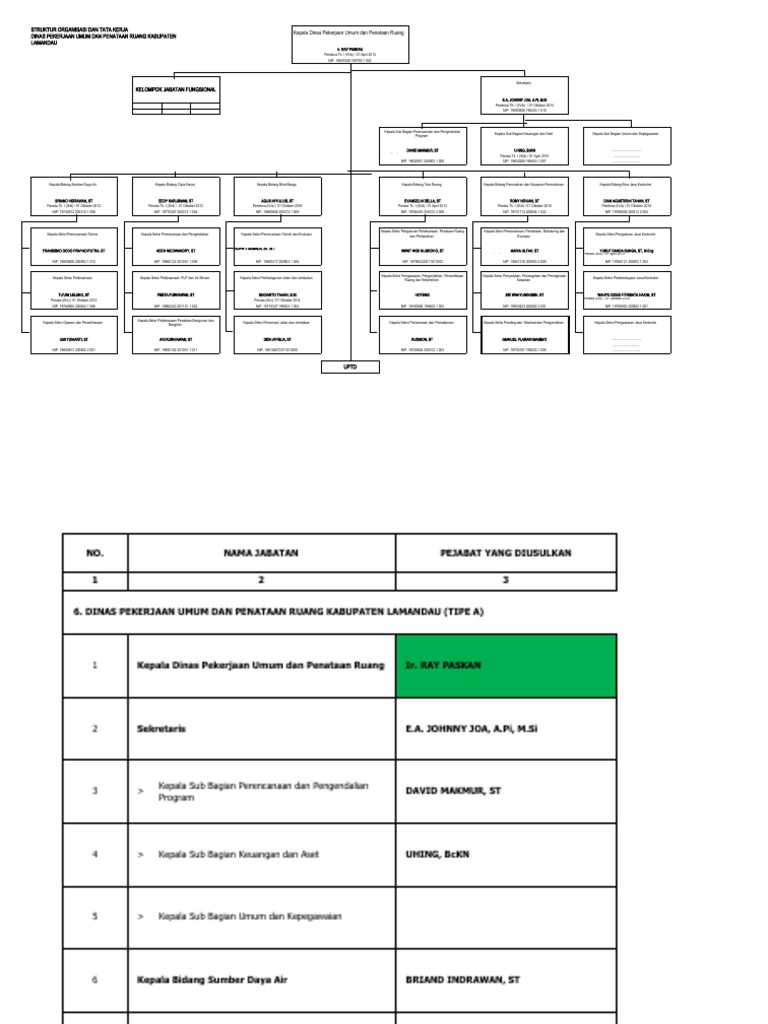 Struktur Dan Data Eselon - Dinas Pekerjaan Umum Dan Penataan Ruang | PDF