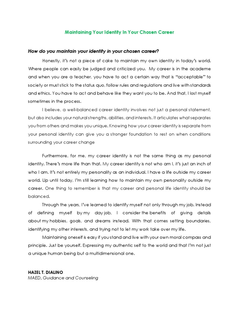 Career Identity | PDF | Career & Growth | Self-Improvement