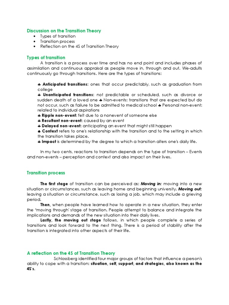 Understanding Schlossberg's Transition Theory | PDF | Cognition ...