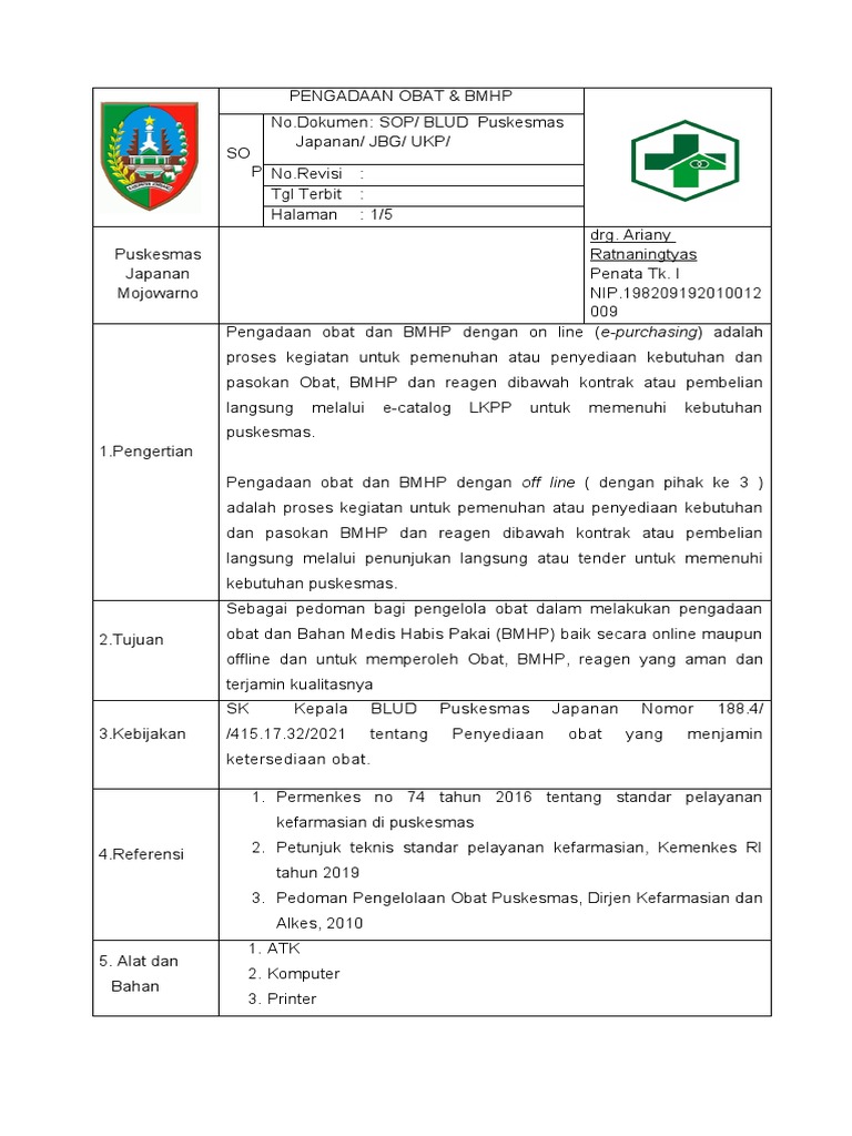 Sop Pengadaan Obat & BMHP | PDF