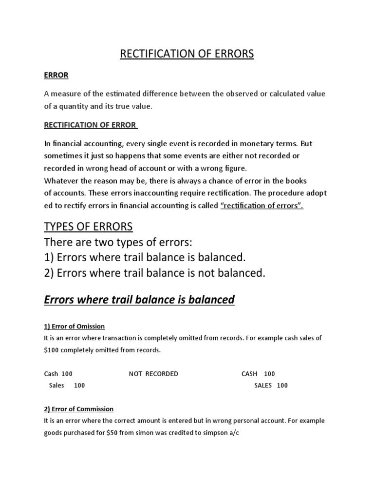 Rectification of Accounting Errors | PDF | Debits And Credits | Economies