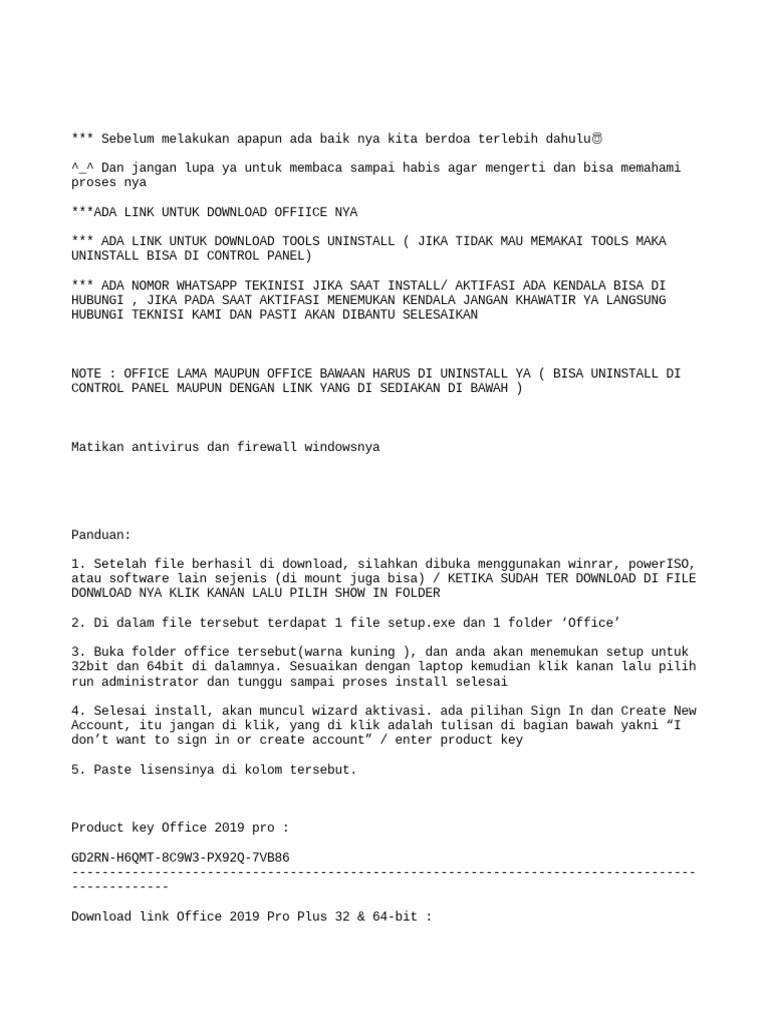 Petunjuk Instal Office 2019 | PDF