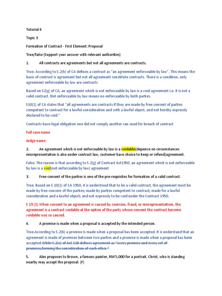 Tutorial GPOL Topic 3 | PDF | Law Of Obligations | Contract Law