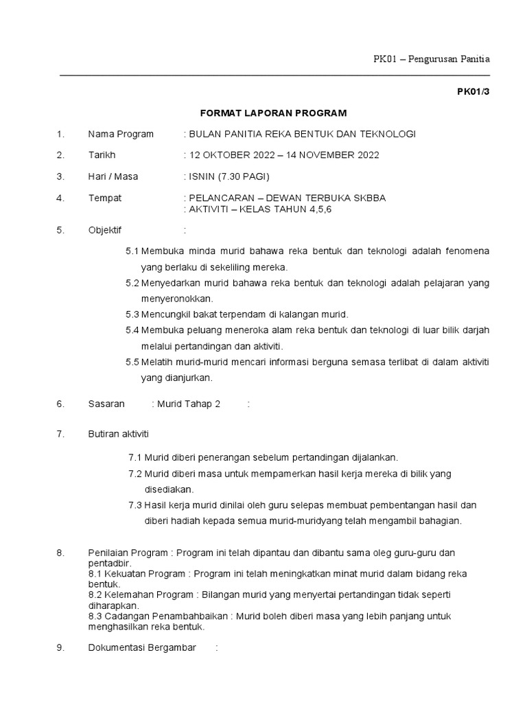 PK01 3 Format Laporan Program | PDF