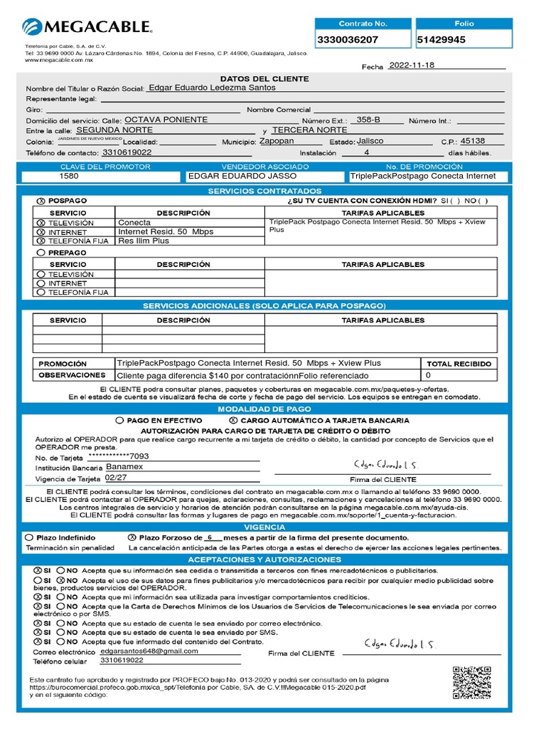 Contrato Megacable Triple | PDF
