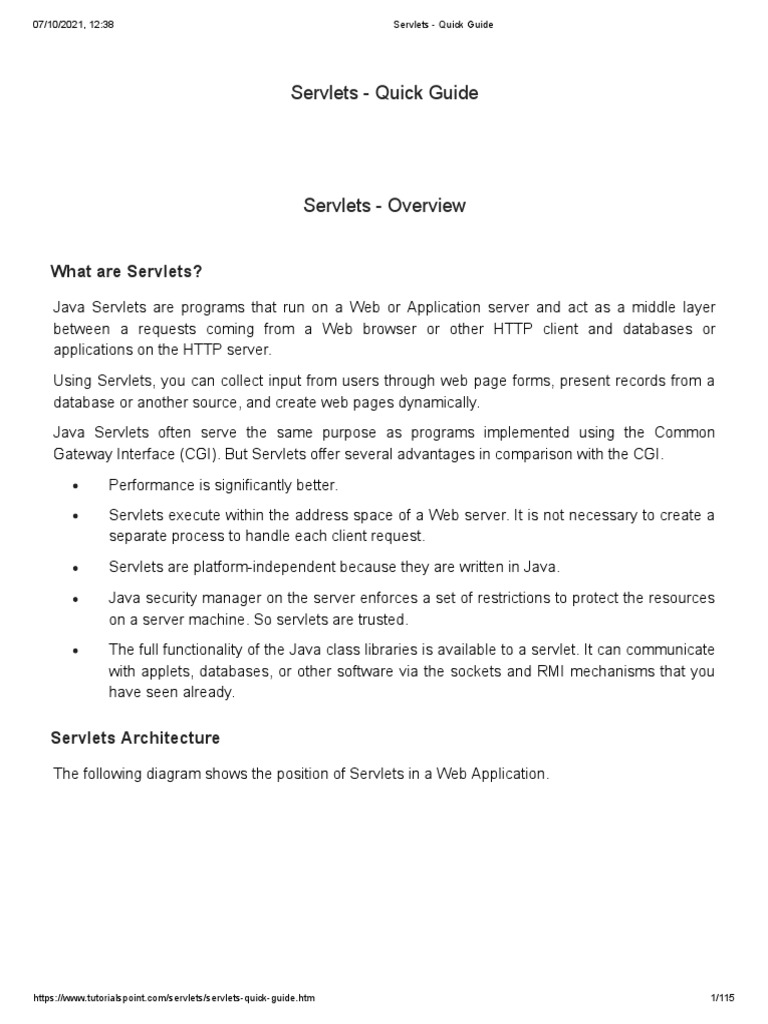 Servlets - Quick Guide | Descargar gratis PDF | Hypertext Transfer ... Servlets - Quick Guide | Descargar gratis PDF | Hypertext Transfer ...