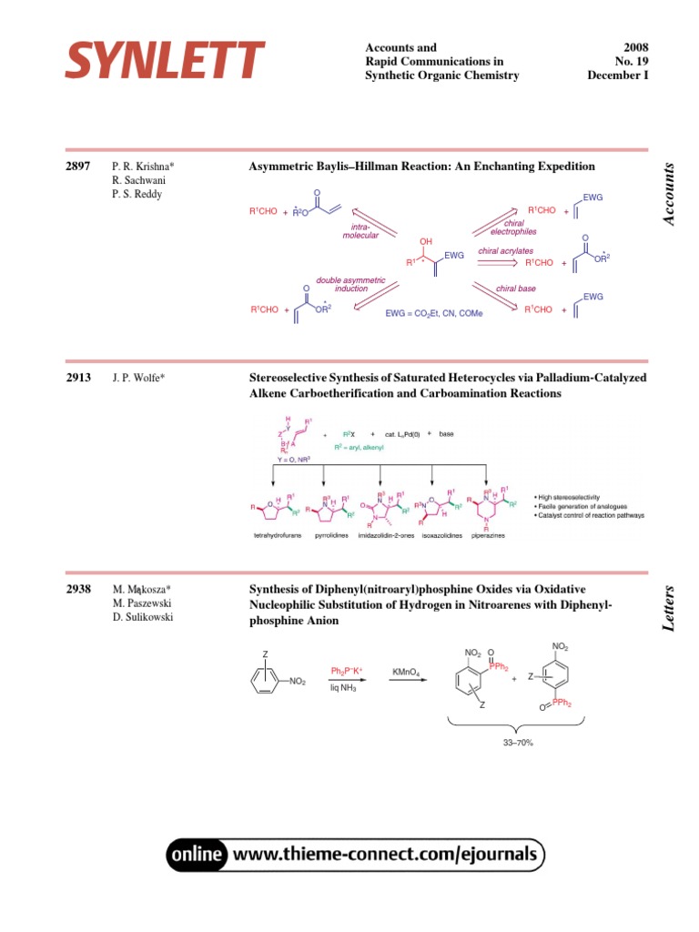 Synlett: P. R. Krishna R. Sachwani P. S. Reddy | PDF | Unit Processes | Organic Chemistry