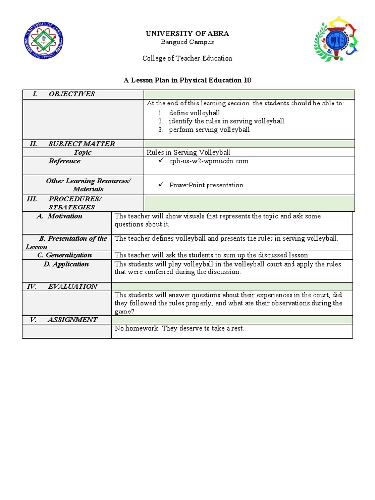 LP 8 Rules in Serving Volleyball - 092322 | PDF