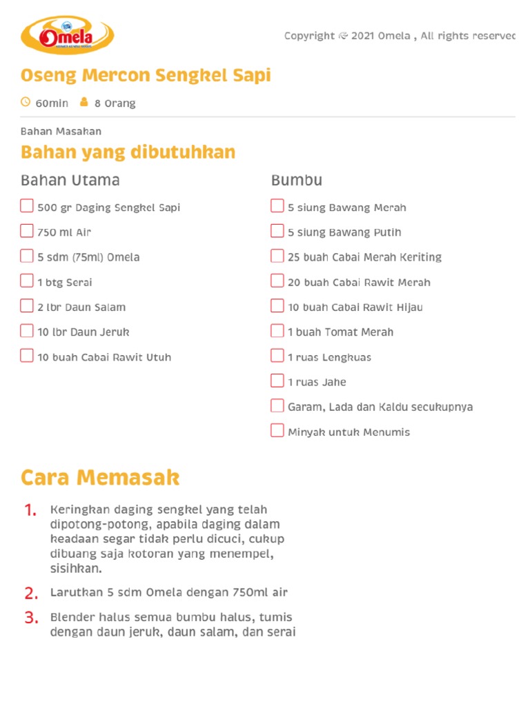 Oseng Mercon Sengkel Sapi | PDF