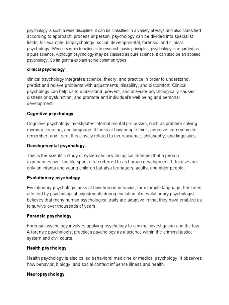 branches of psychology | PDF | Psychology | Science