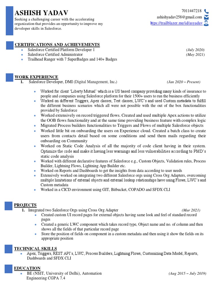 Salesforce Resume | PDF | Metadata | Command Line Interface